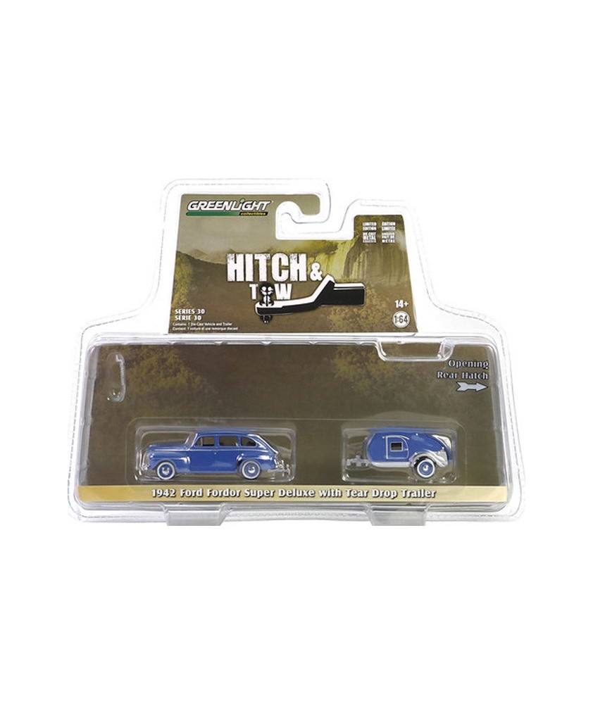 Greenlight Hitch and Tow - 1942 Ford Fordor Super Deluxe with Camper