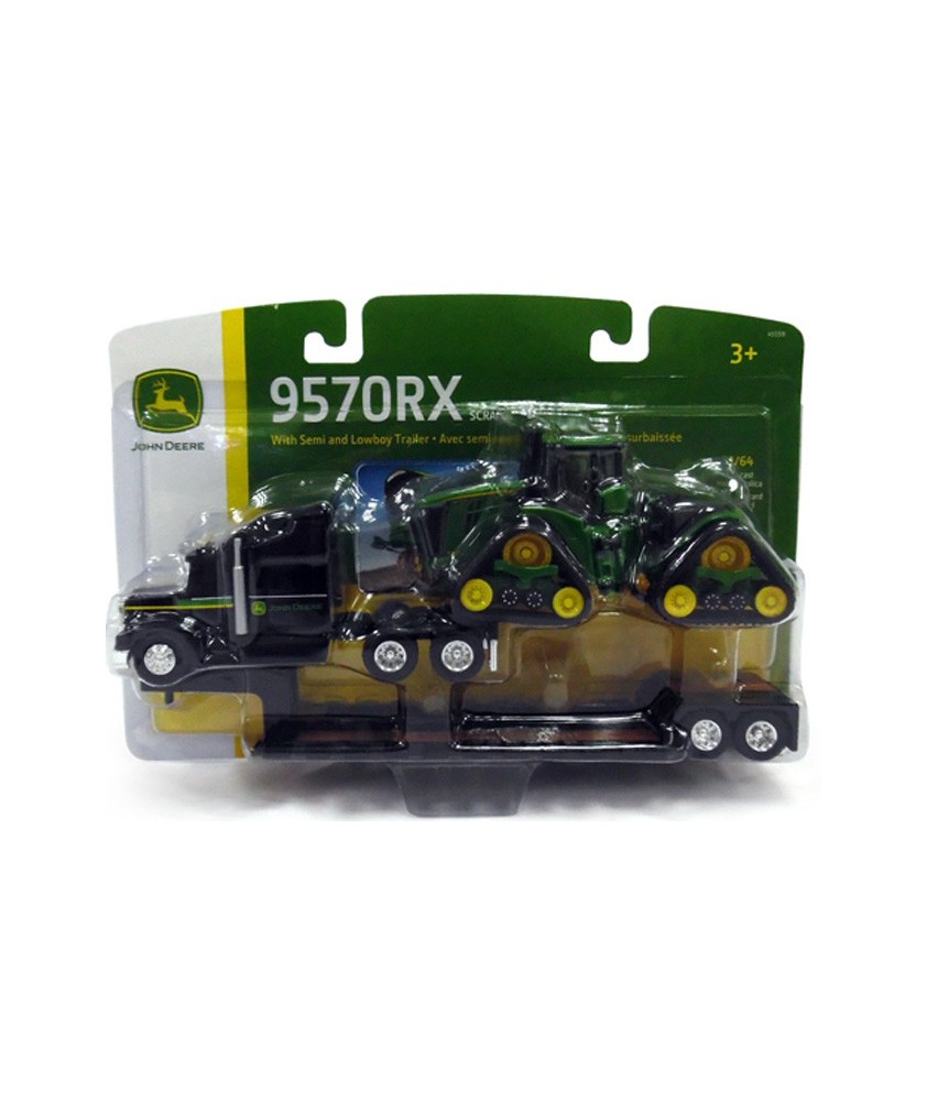 ERTL John Deere 9570 RX Scraper Special with Semi and Lowboy Trailer
